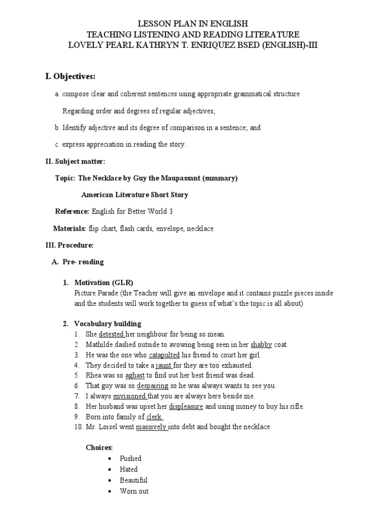 Lesson Plan in English Grammar (Final) | PDF