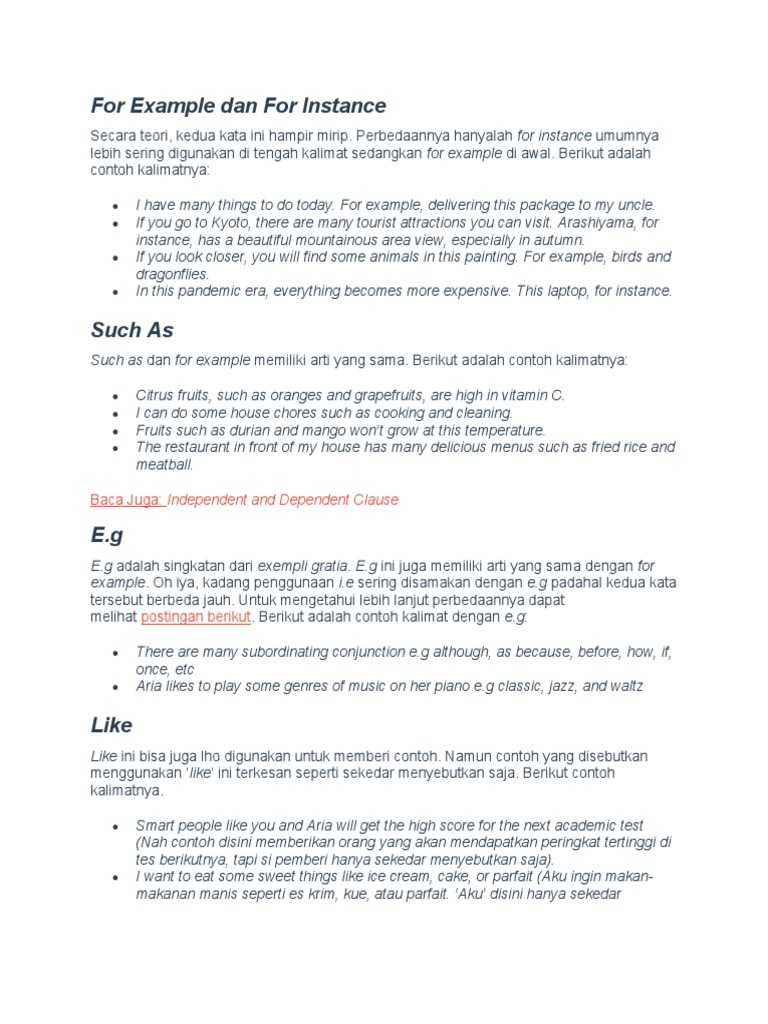 For Example Dan For Instance | PDF