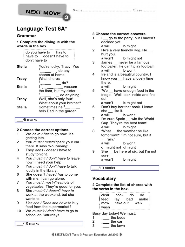 Language Test 6A : Grammar | PDF