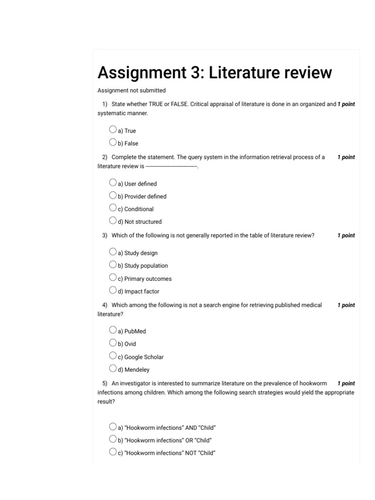 Assignment 3 Literature Review 1 Point Pdf Information Retrieval
