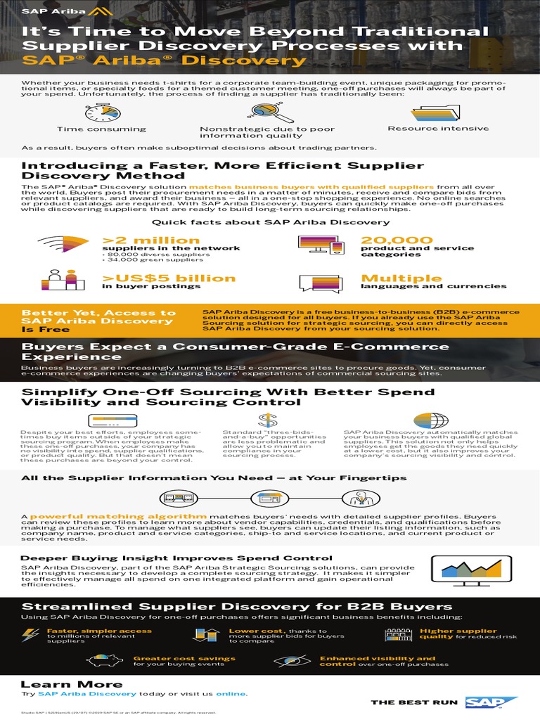 SAP Ariba Discovery For Buyers Infographic | PDF | Procurement | Supply ...