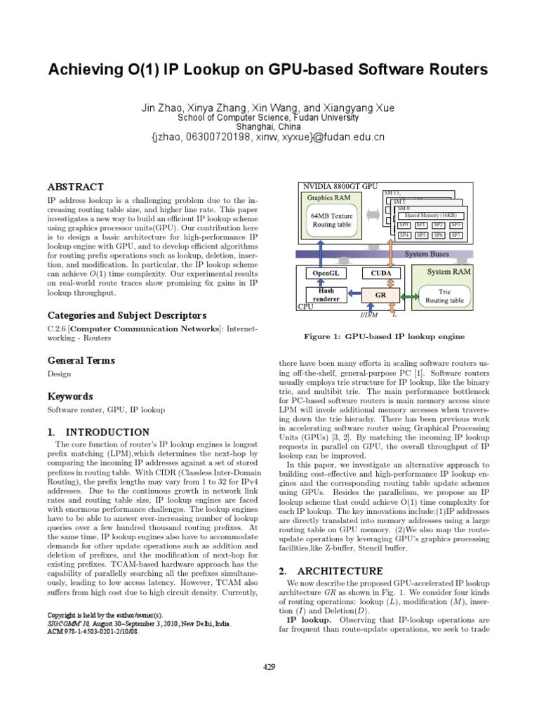 Achieving O (1) IP Lookup On GPU-based Software Routers | PDF | Graphics Processing Unit | Ip ...