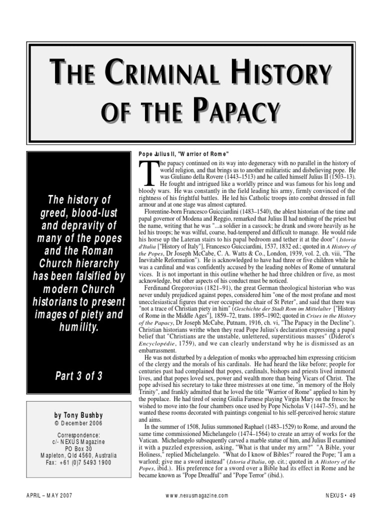 The Criminal History of Papacy - Part 3 | PDF | Pope | Indulgence