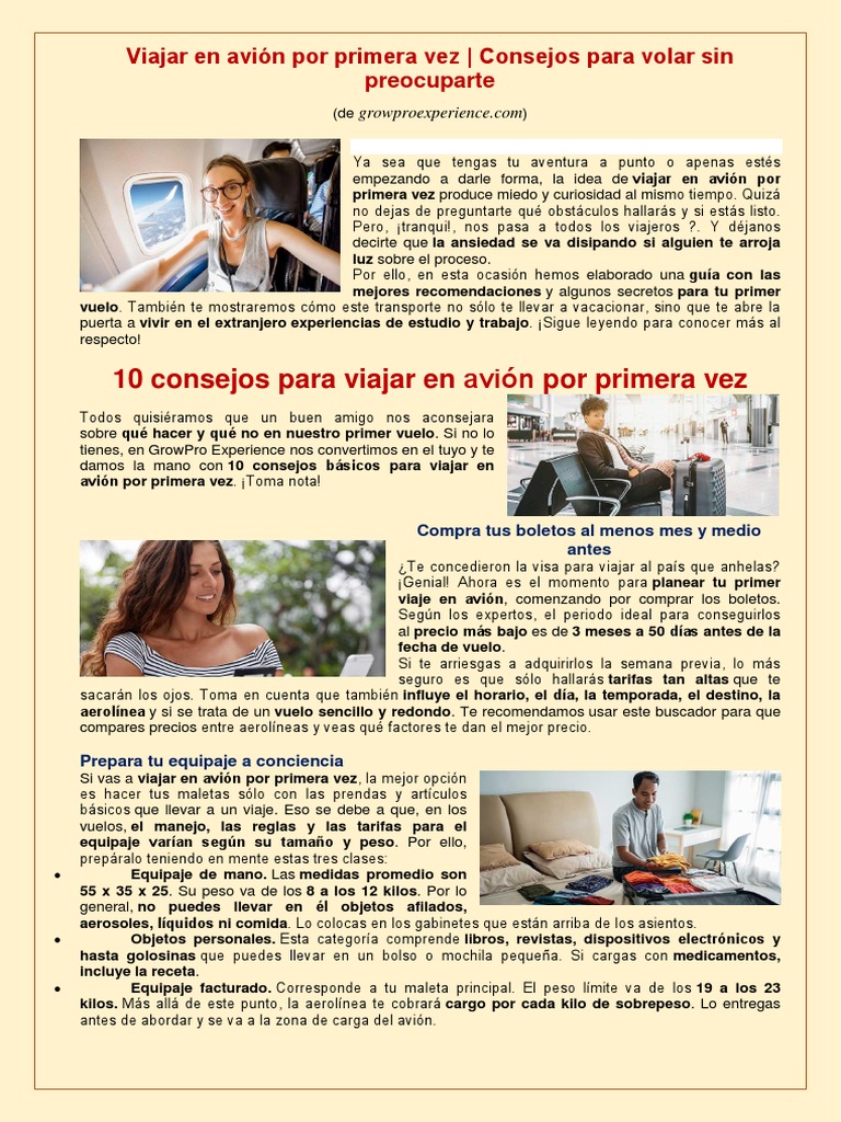 Viajar en Avión Por Primera Vez Consejos para Volar Sin Preocuparte ...