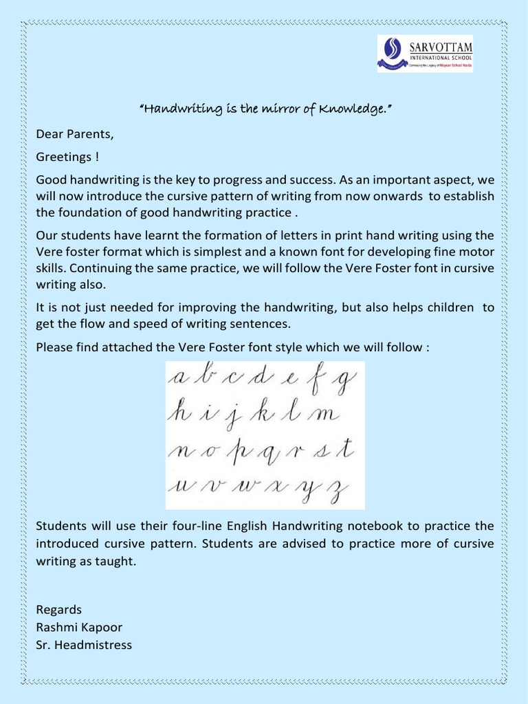 Cursive Handwriting Circular | PDF | Language Arts & Discipline | Self ...