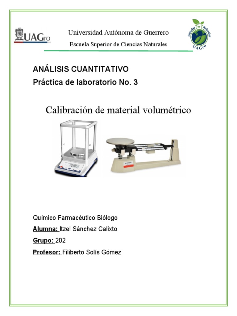 Calibracion de Material Volumetrico | PDF | Calibración | Laboratorios