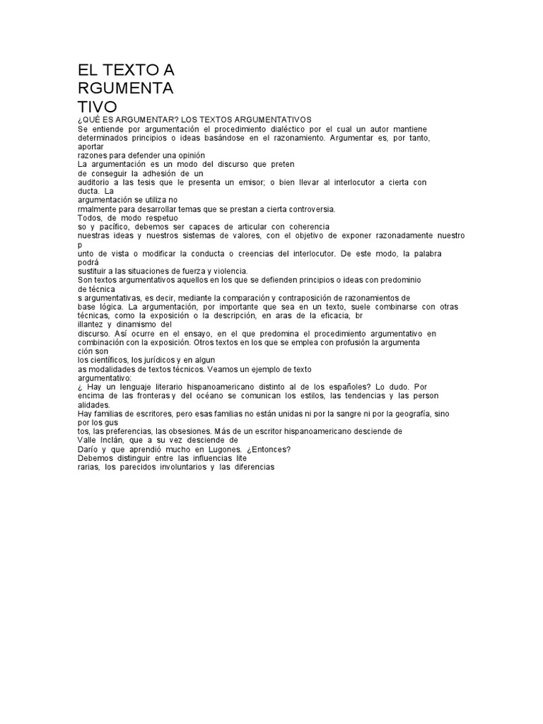 Guía sobre textos argumentativos | PDF