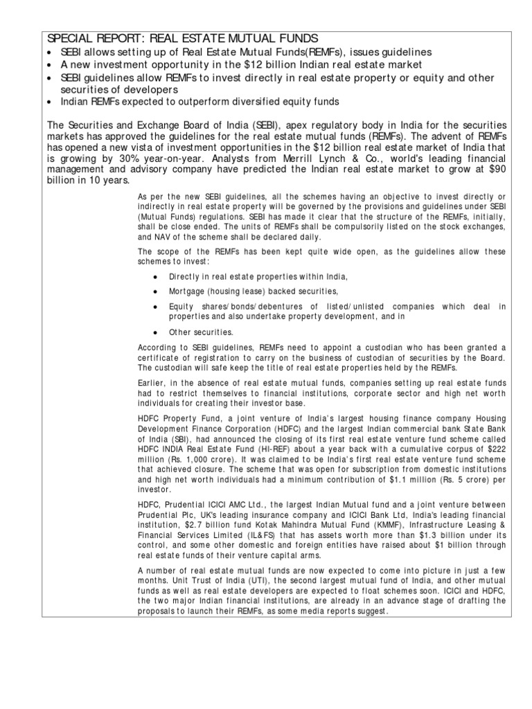 Special Report REMF Vol2 Issue7 Draft1 NA | PDF | Real Estate Investment Trust | Securities ...