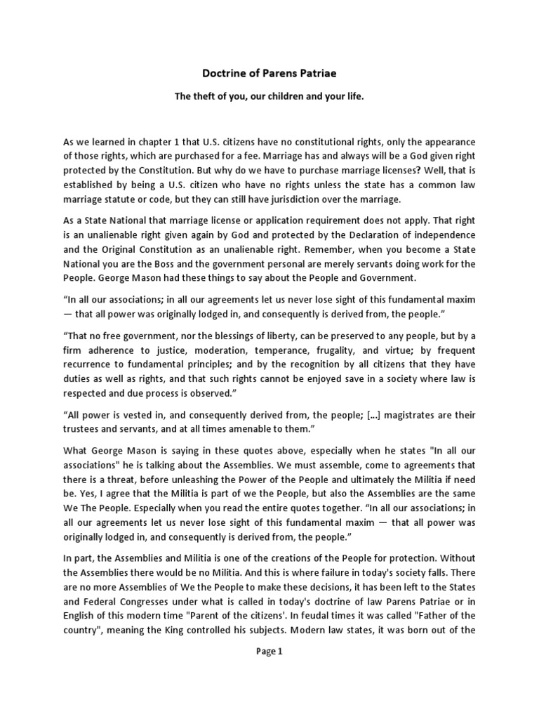 Doctrine of Parens Patriae | PDF | Marriage | Legal Guardian