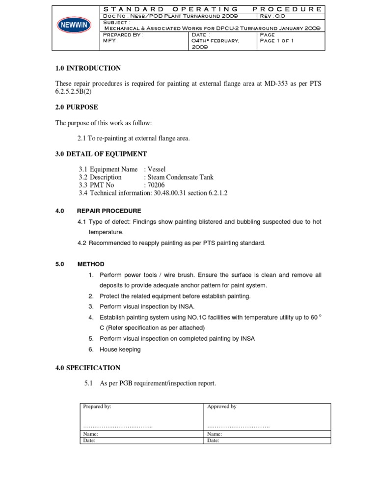 Sample of Painting Procedure | PDF | Science & Mathematics | Technology ...