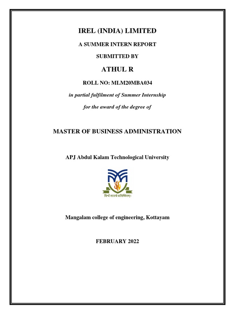 IREL Summer Internship Report 2022 | PDF | Human Resource Management ...