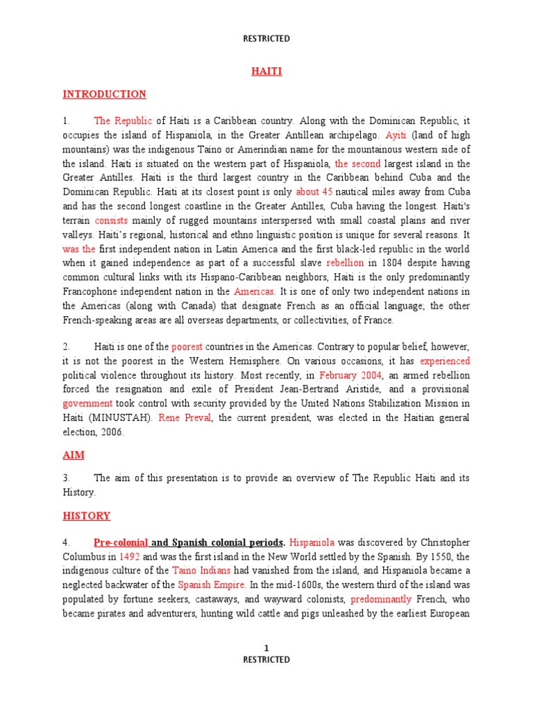 Haiti Reading Script | PDF | Haiti