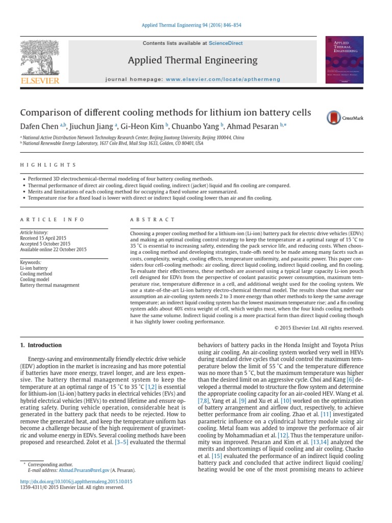 Cooling Methods Comparison | PDF | Heat Transfer | Lithium Ion Battery