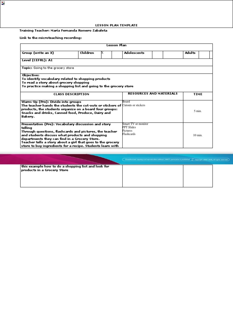 Grocery Store Lesson Plan for Kids | PDF | Lesson Plan | Cognition