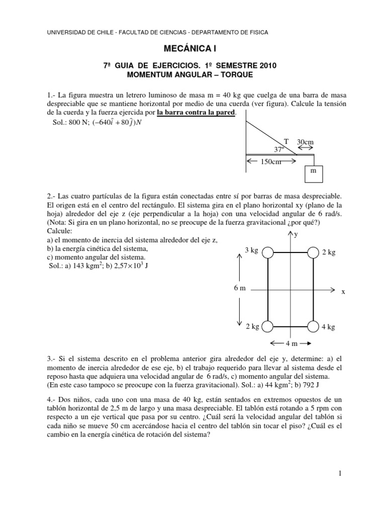 Guia - 7-Momentum Angular y Torque | PDF | Momento angular | Masa
