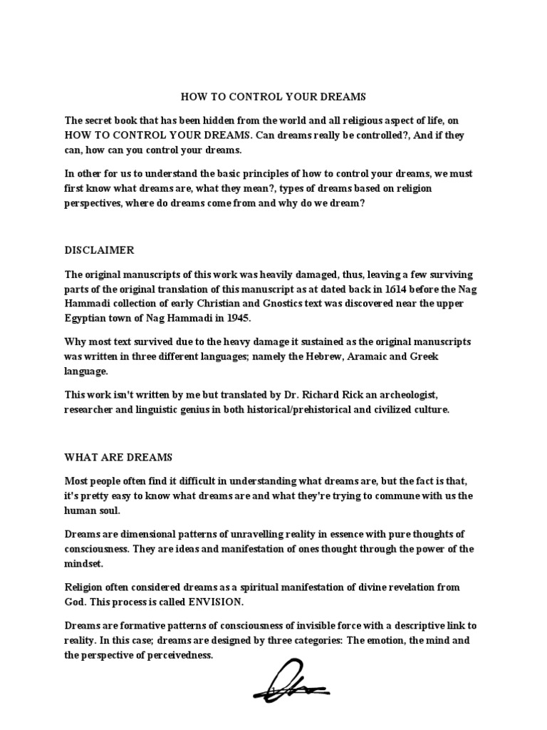 How To Control Your Dreams | PDF | Dream | Mind