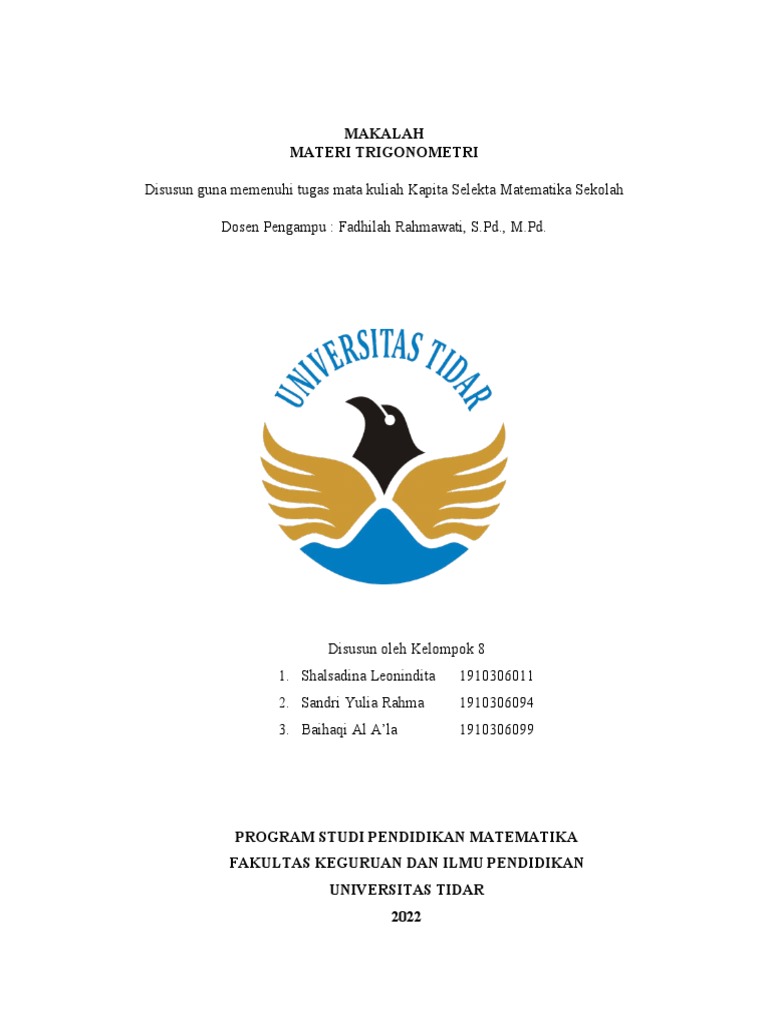 Makalah Kel. 8 Kapita Selekta - Trigonometri | PDF Makalah Kel. 8 Kapita Selekta - Trigonometri | PDF