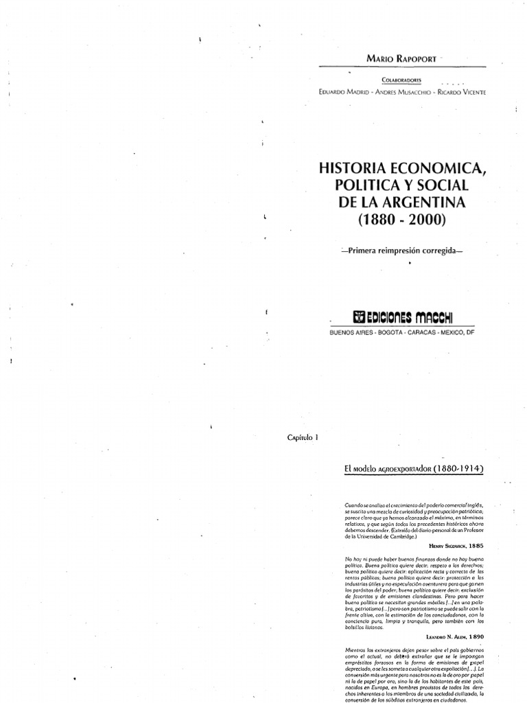 Historia Economica Politica y Social de La Argentina Mario Rapoport ...