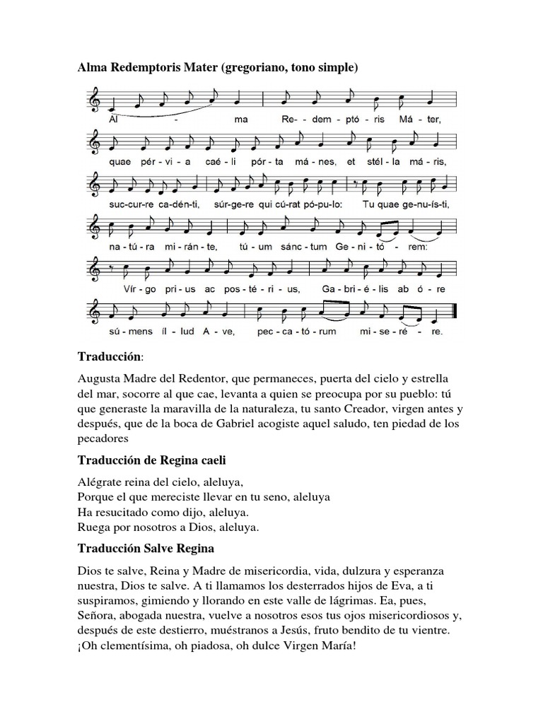 Alma Redemptoris Mater y Traducciones | PDF
