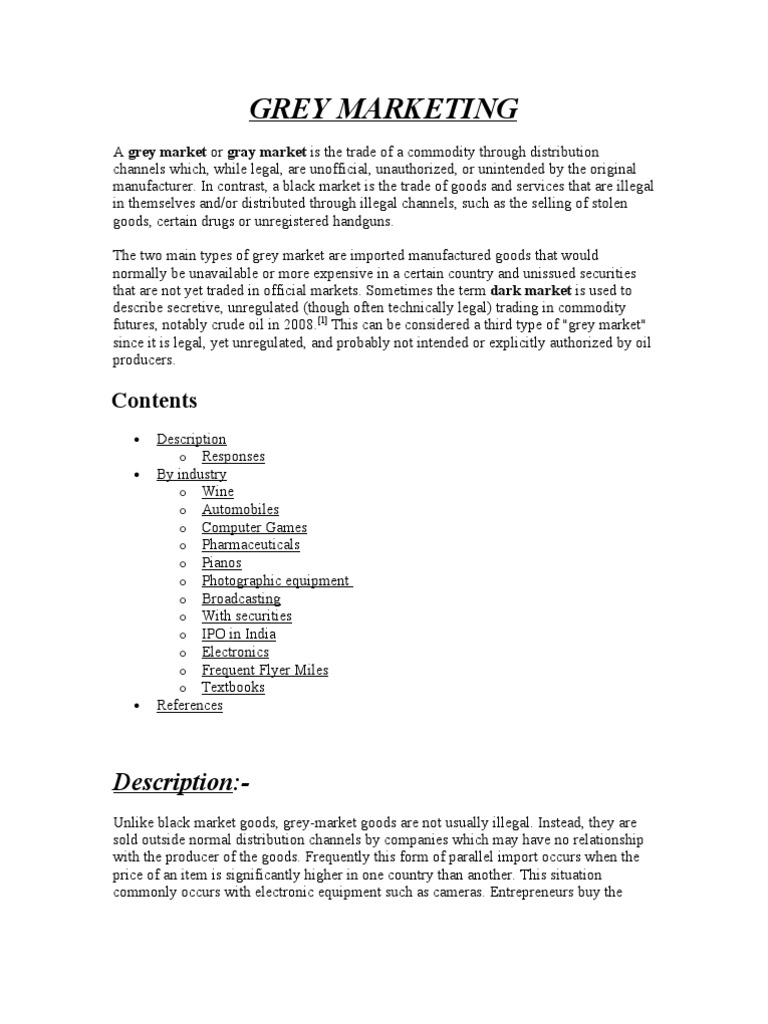 Grey Marketing | Market (Economics) | Business