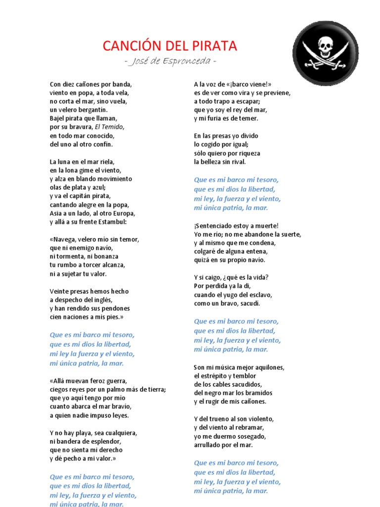 CanciÓn Del Pirata José De Espronceda Pdf Piratería Violencia