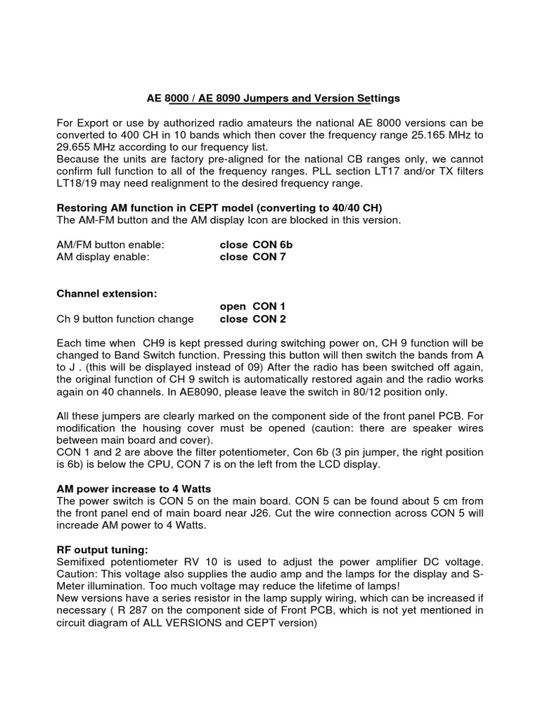 Albrecht AE 8000 (AE 8090) Jumpers | PDF | Amplifier | Electricity