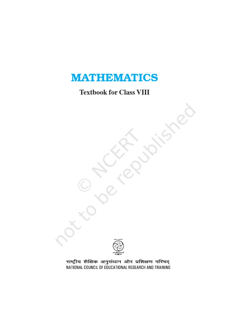 Cbse Ncert Class 8 Maths TXT BK Full | PDF | Integer | Equations