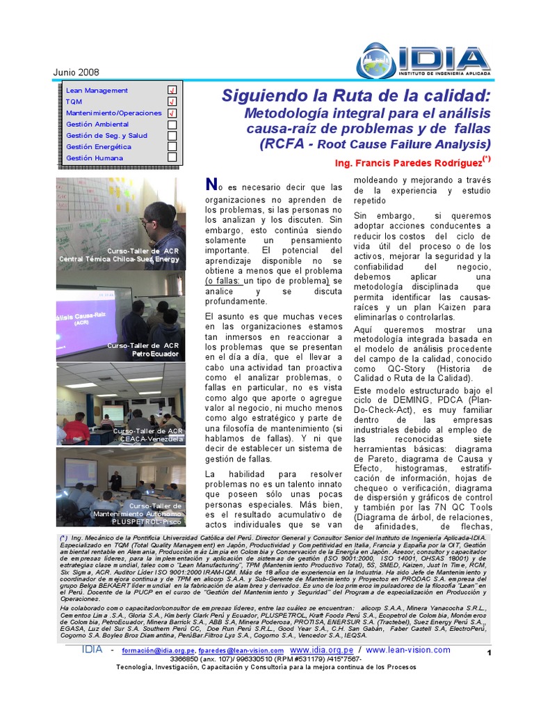 Siguiendo La Ruta de La Calidad:: Metodología Integral para El Análisis ...