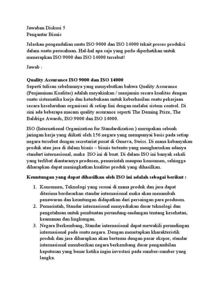 Diskusi 5 Pengantar Bisnis | PDF
