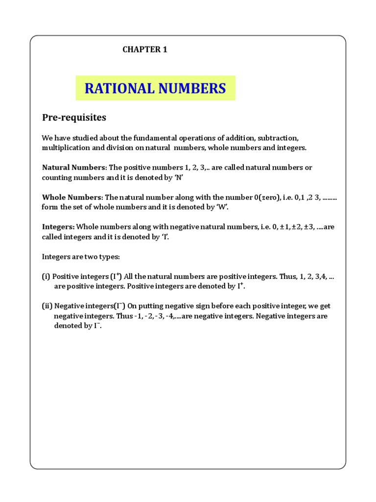 Rational Numbers Explained | PDF | Integer | Numbers