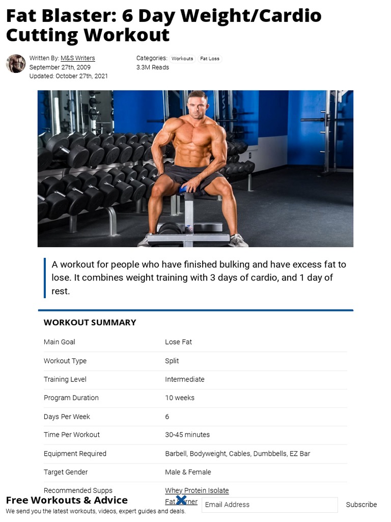 Fat Blaster - 6 Day Weight - Cardio Cutting Workout - Muscle & Strength ...