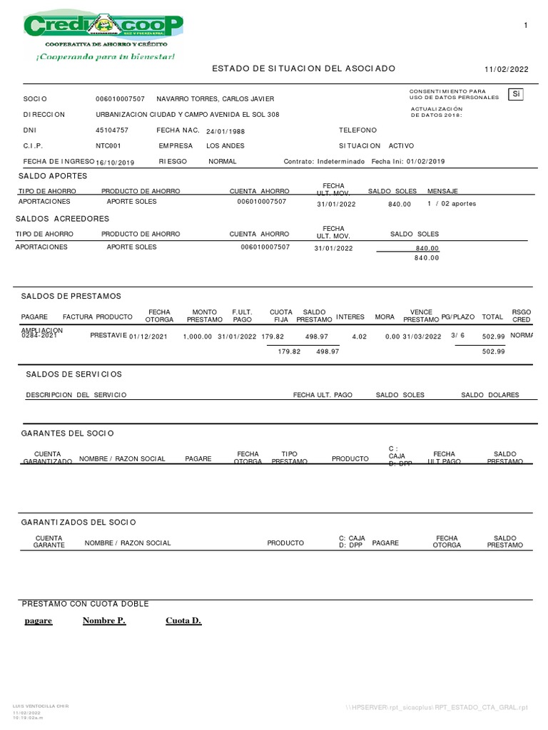 Estado Cta Navarrotorres 022022 | PDF | Economias | Deuda