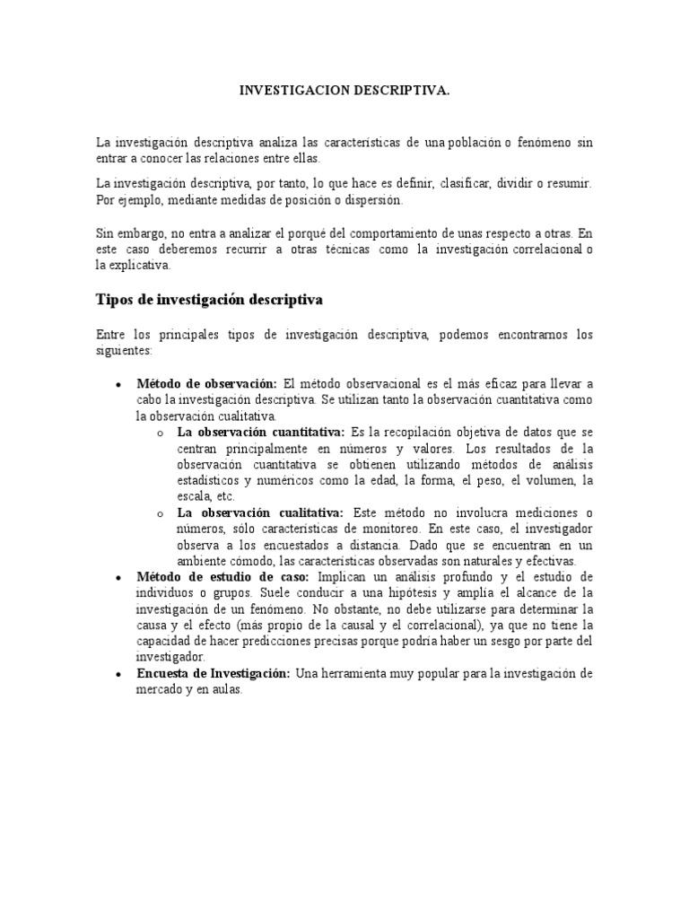 Investigacion Descriptiva | PDF