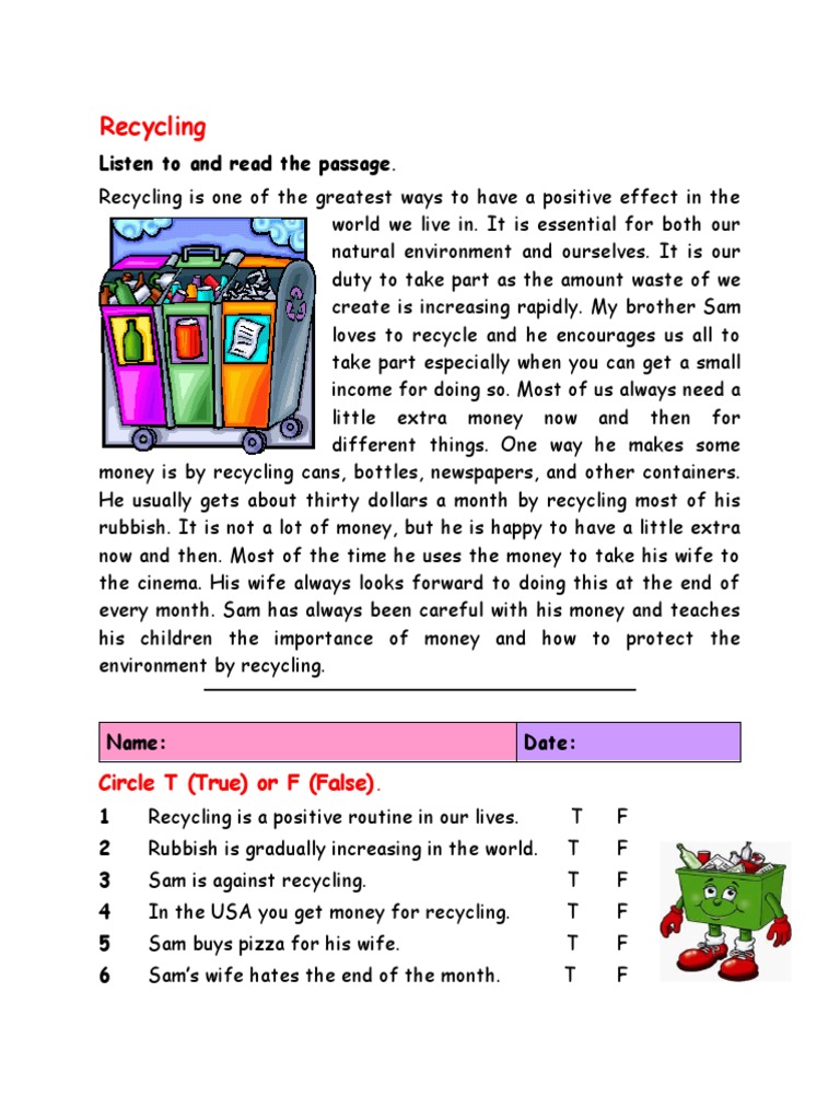 Recycling Benefits and Comprehension | PDF