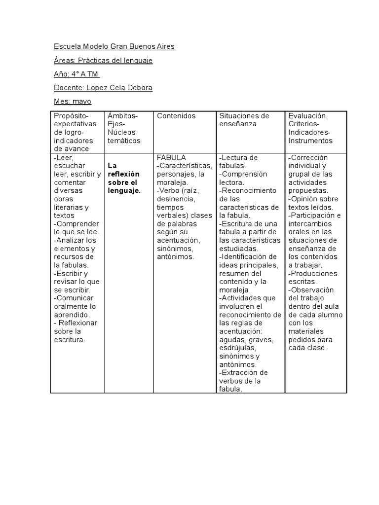 Planificación Mensual Mayo 4°b | PDF | Evaluación | Salón de clases