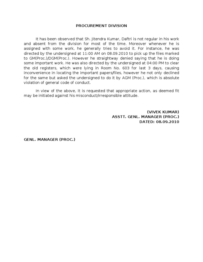 Misconduct Report: Employee Absenteeism | PDF | Science & Mathematics ...