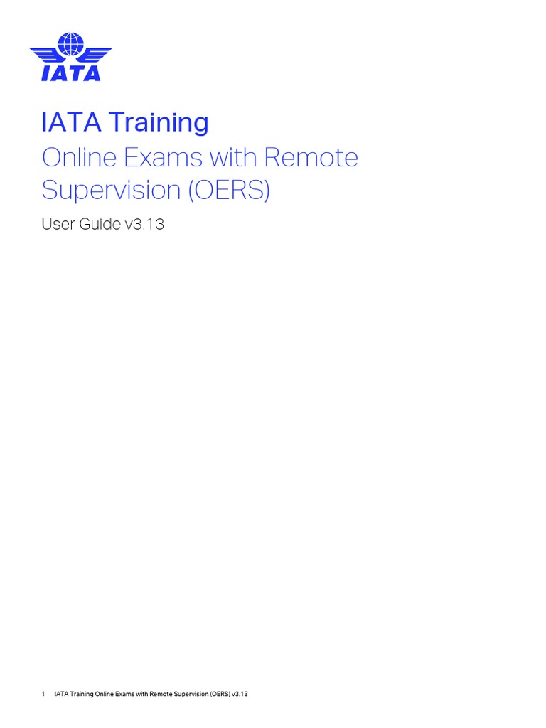 Iata Training Online Exam Remote Supervision Student User Guide | PDF ...