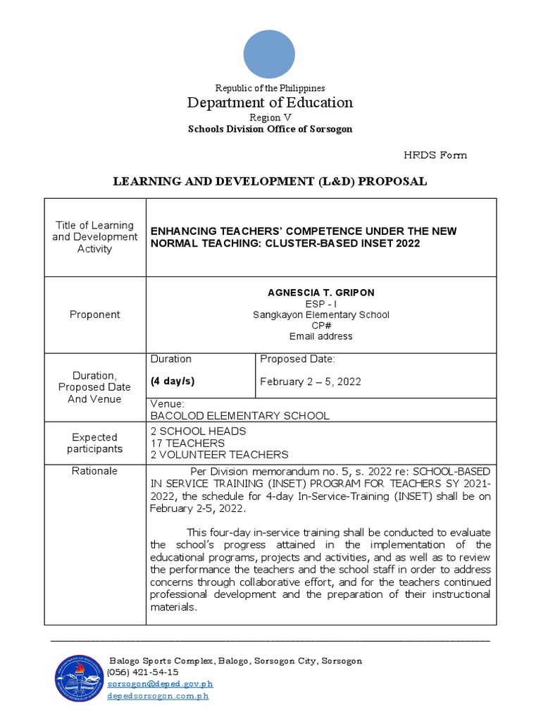 Department of Education: Learning and Development (L&D) Proposal | PDF ...