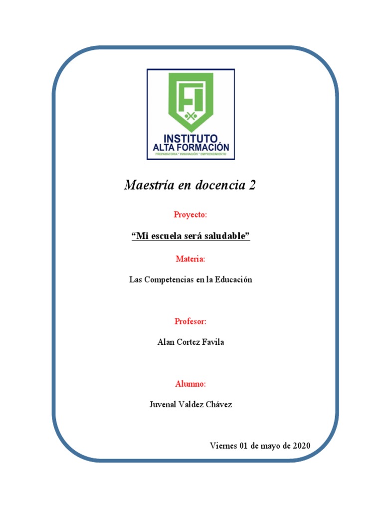 Proyecto Mi Escuela Será Saludable | PDF | Ciencias de la Salud