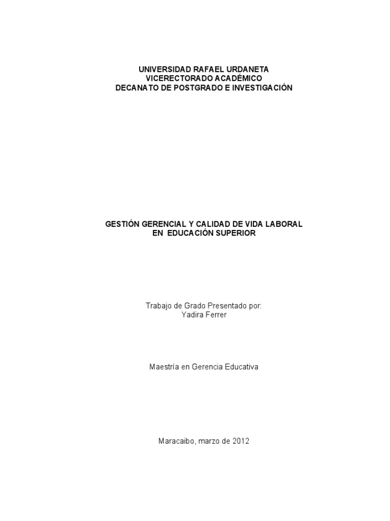 Gestión Gerencial y Calidad de Vida Laboral | PDF | Burnout ocupacional ...