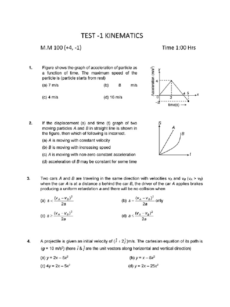 Kinematics Test – Kinematics Quiz – NTIKL