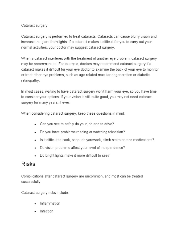 Cataract Surgery | Download Free PDF | Cataract | Light