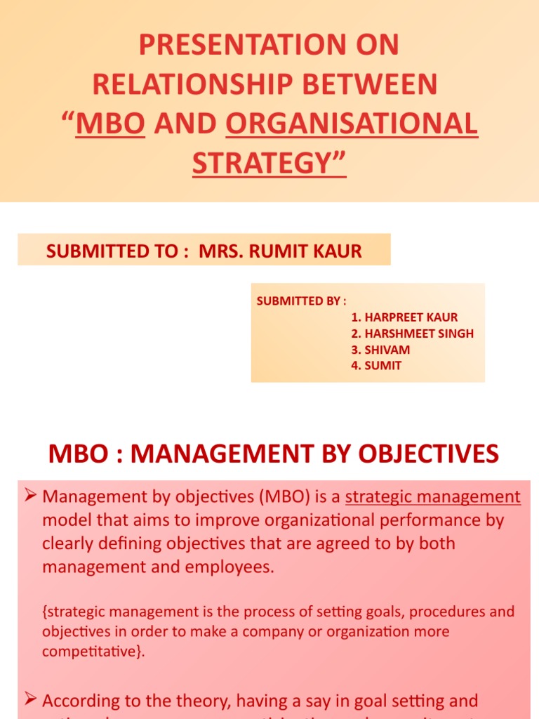 Presentation On Mbo & Organisational Structure | PDF | Goal | Strategic ...