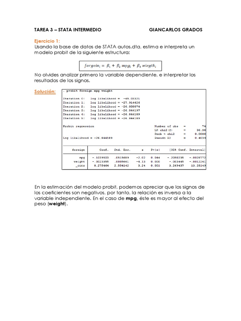 Tarea 3 - Stata Intermedio | PDF | Métodos y materiales de enseñanza