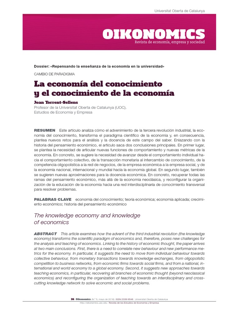 Economia Del Conocimiento | Descargar gratis PDF | Crecimiento económico | Capitalismo