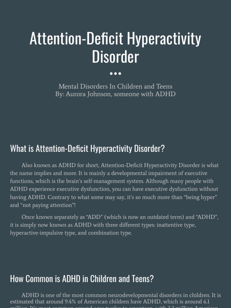 Attention-Deficit Hyperactivity Disorder | PDF | Attention Deficit ...