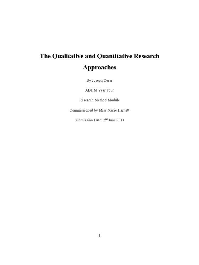 The Qualitative and Quantitative Research Approaches | PDF ...