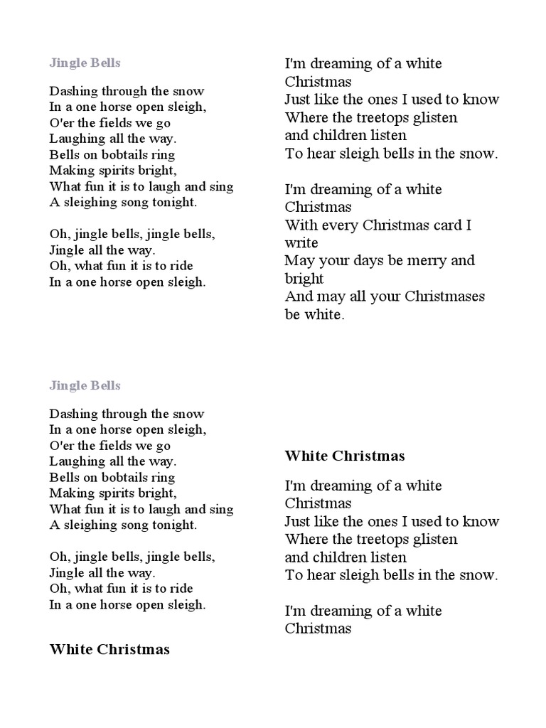 Jingle Bells & White Christmas Lyrics | PDF | Home & Garden