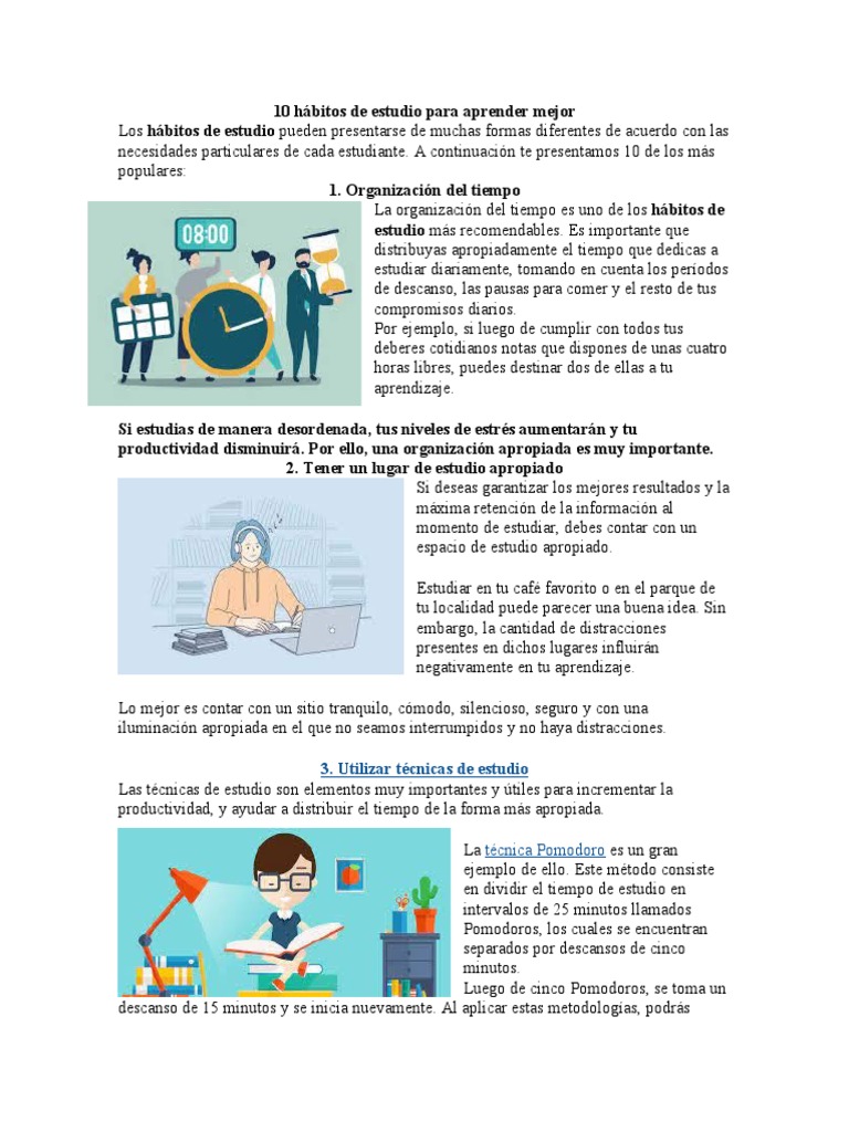 10 Hábitos para Estudiar Mejor | PDF | Aprendizaje | Habilidades de estudio
