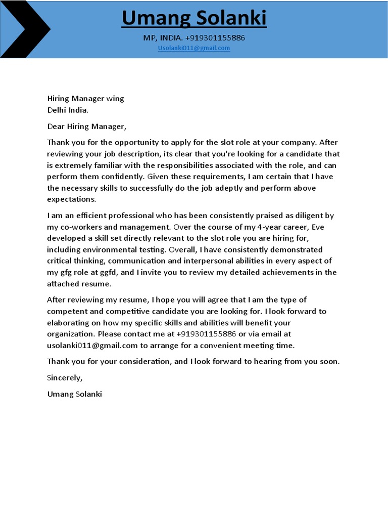 Standard Cover Letter | PDF